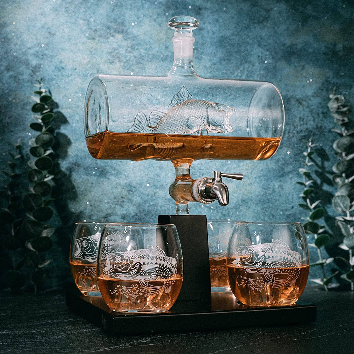 Season and Stir™ Bass Fish Wine & Whiskey Decanter Set