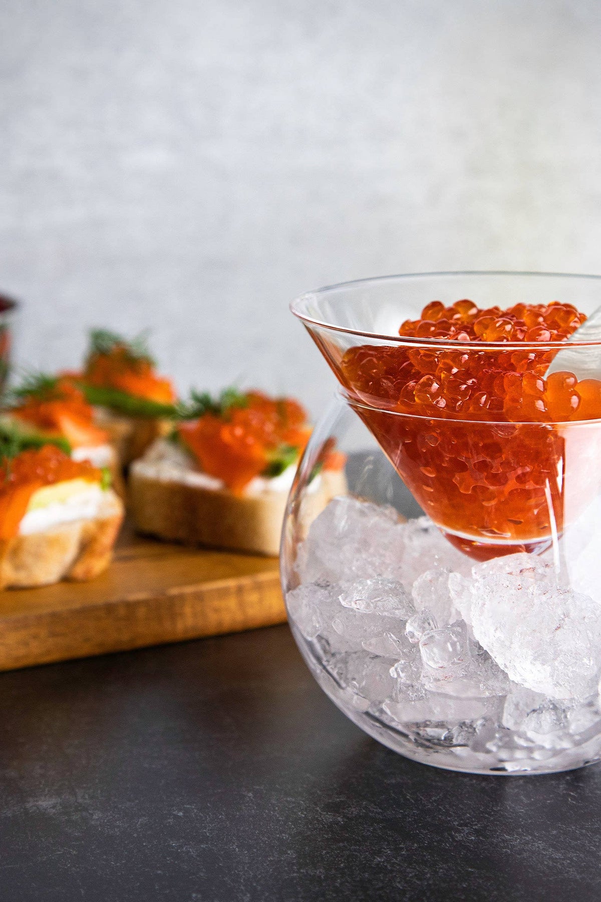 Season and Stir™ Glass Caviar Chiller Dish & Martini Glass: Set of 2